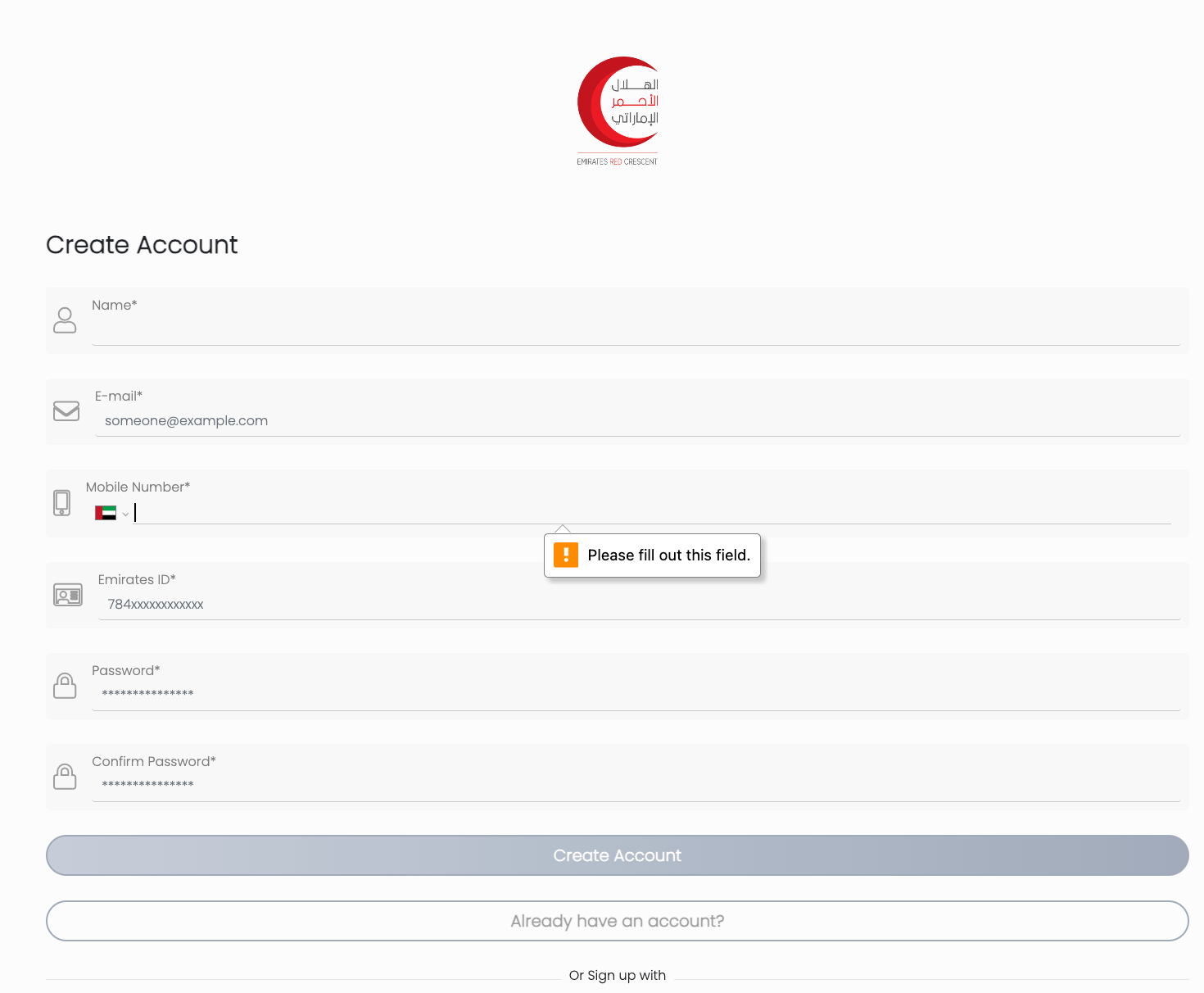 Emirates Red Crescent Registration Form - khaleejfeed